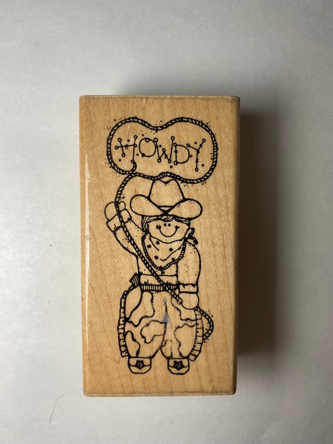 Howdy Cowboy Rubber Stamp - Etsy