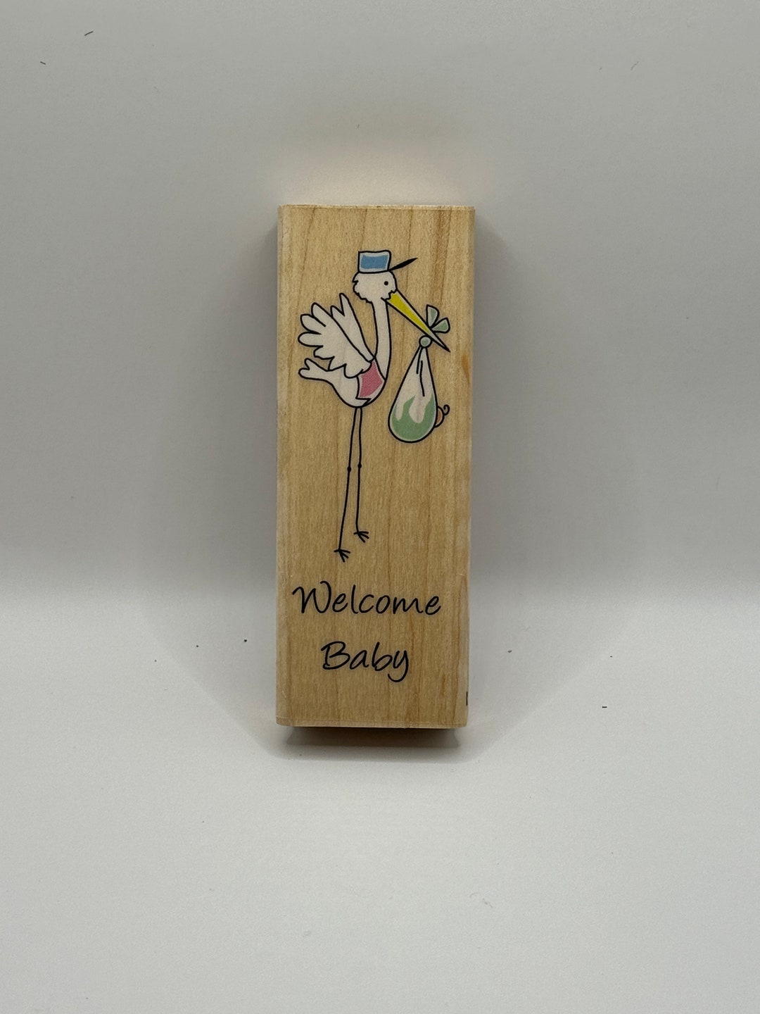 Stork, Welcome Baby Rubber Stamp - Etsy