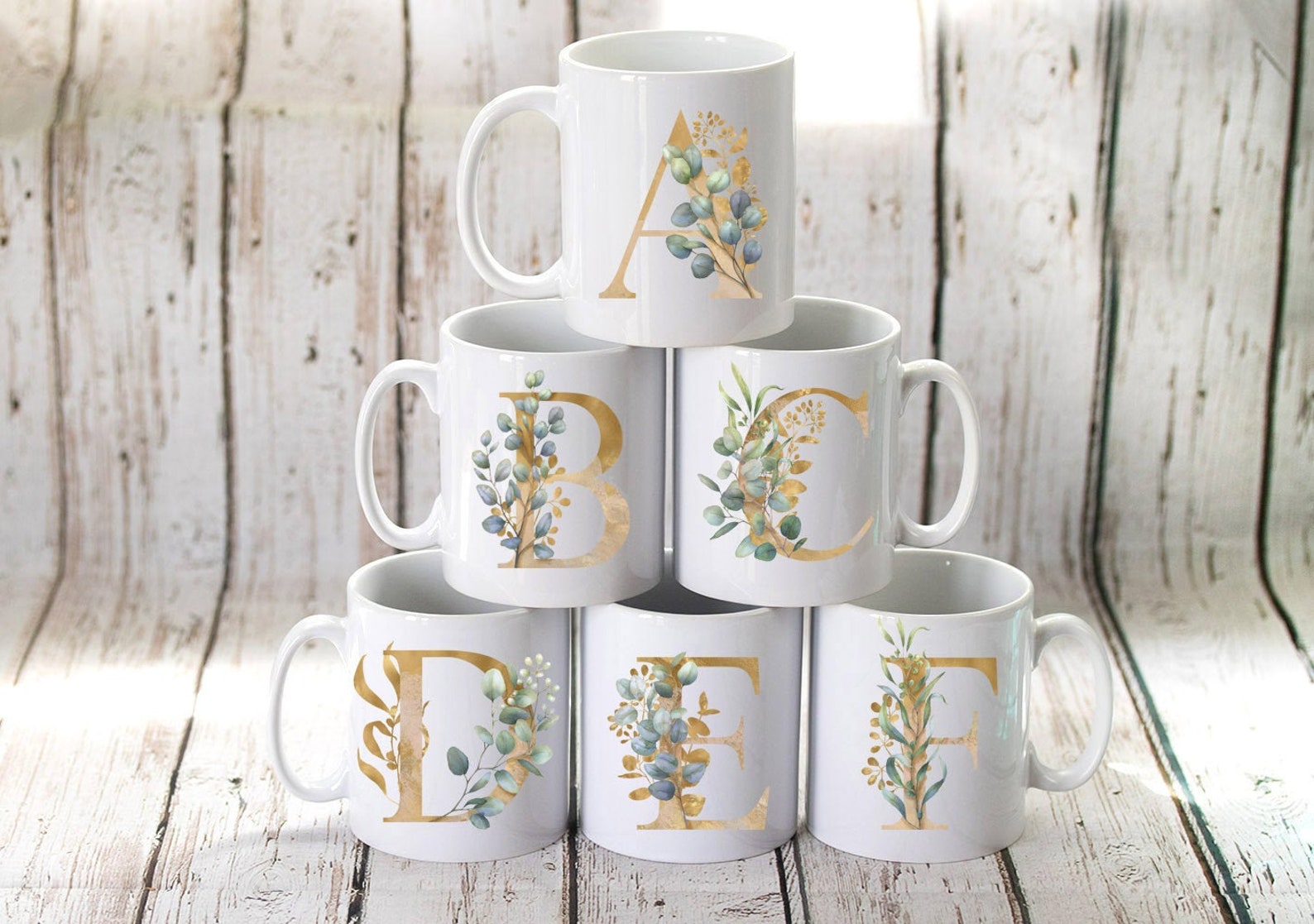 Personalized Monogram Mug Floral Initial Mug Initial Mug | Etsy