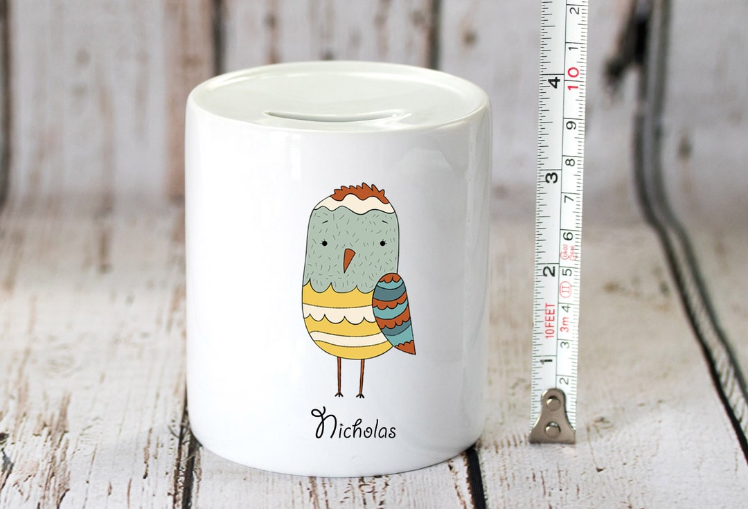 Personalized Kids Money Box, Custom Ceramic Coin Box, Children's Chick ...