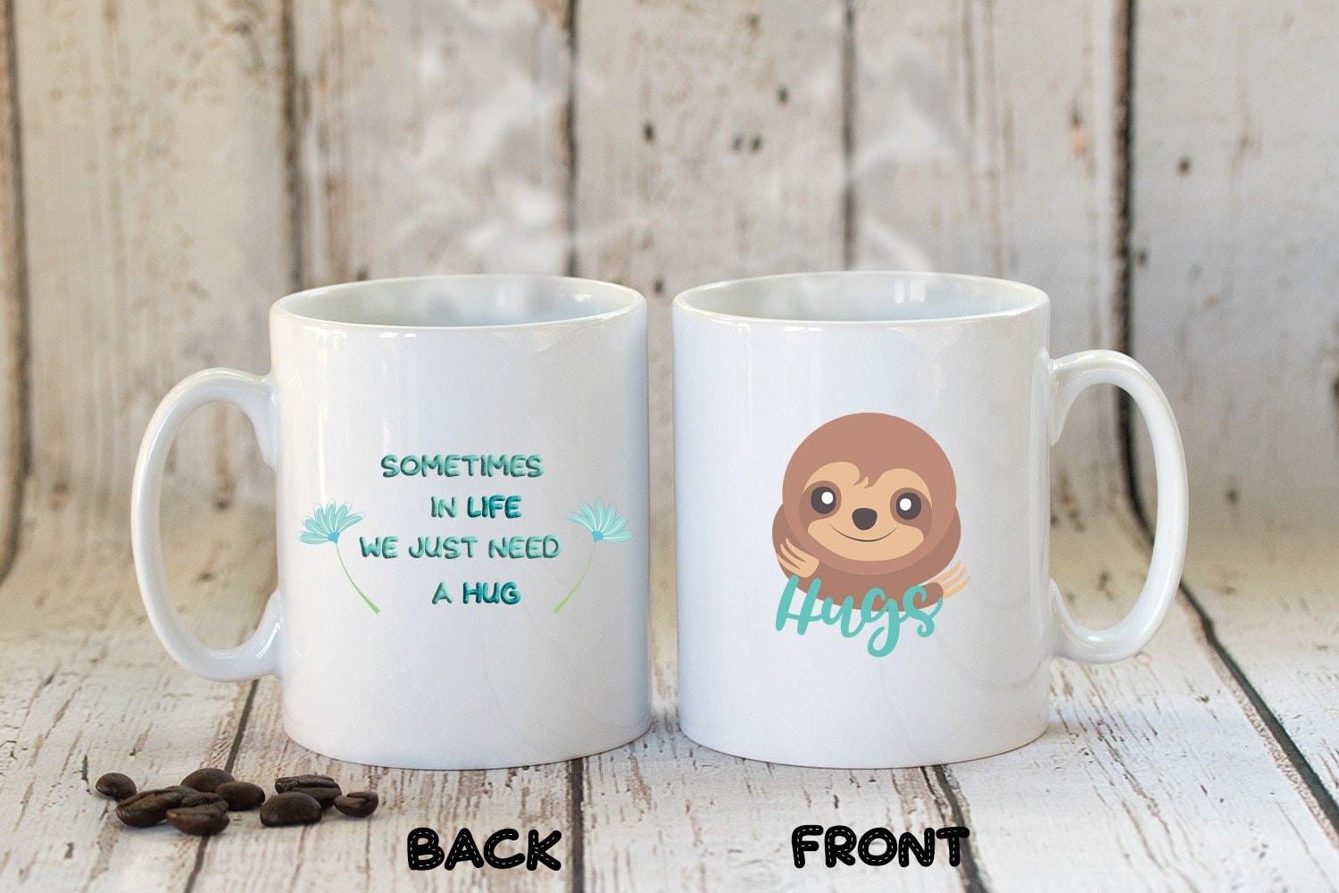 Hugs Sloth Mug Cute Sloth Coffee Mug Funny Mug Sloth Gifts - Etsy
