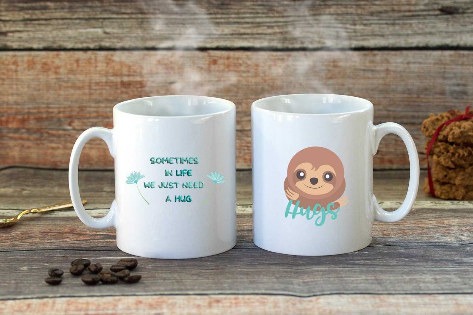 Hugs Sloth Mug, Cute Sloth Coffee Mug, Funny Mug, Sloth Gifts, Cute ...