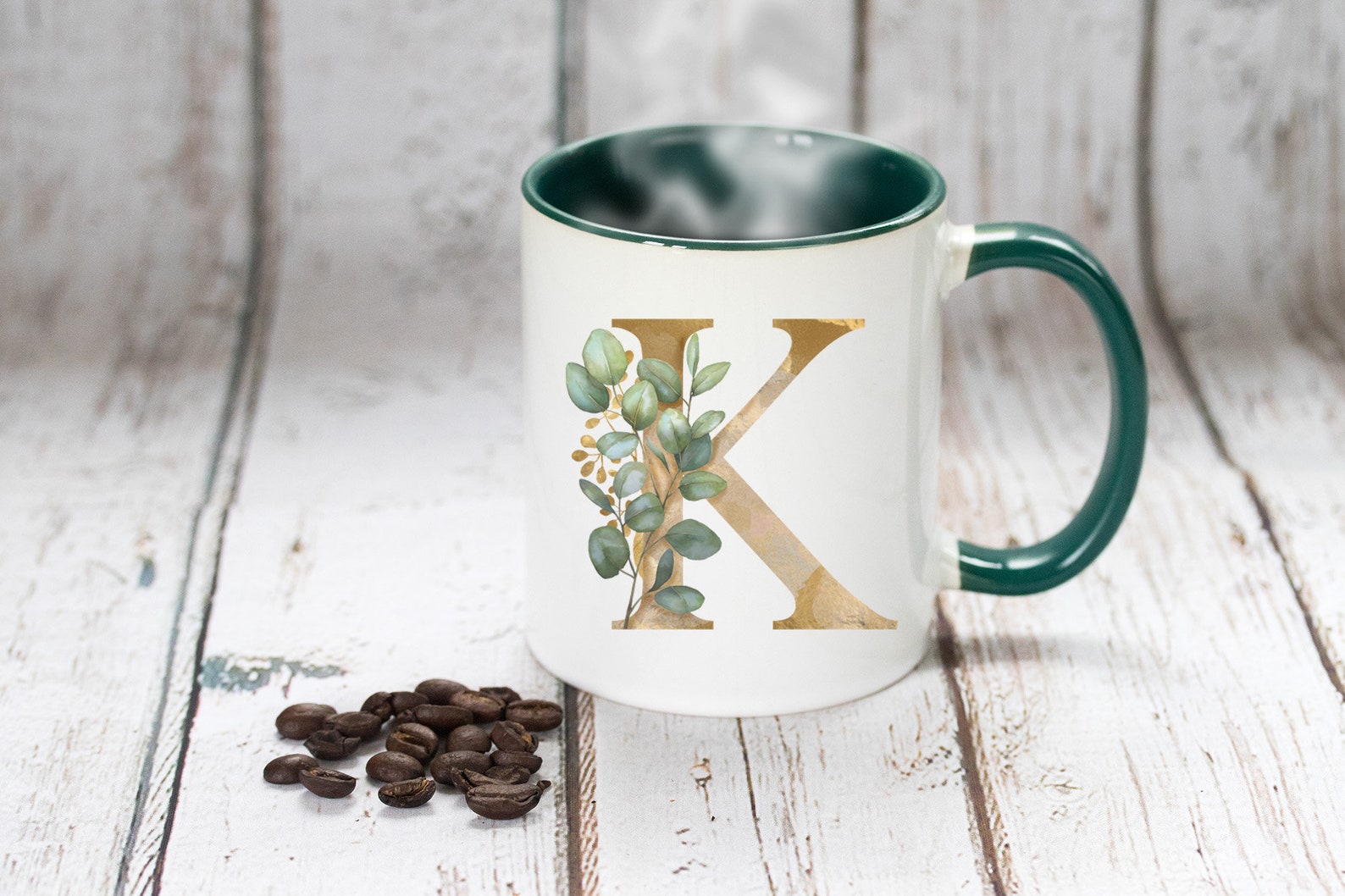 Personalized Monogram Mug Floral Initial Mug Initial Mug | Etsy
