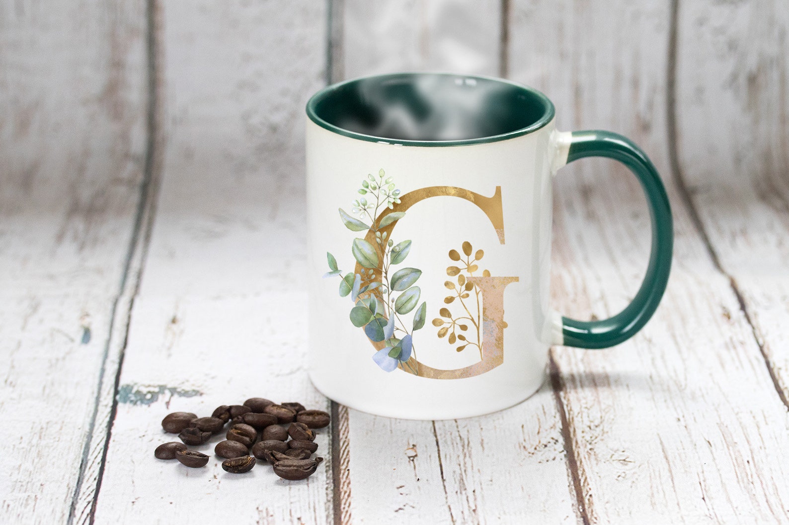 Personalized Monogram Mug Floral Initial Mug Initial Mug | Etsy