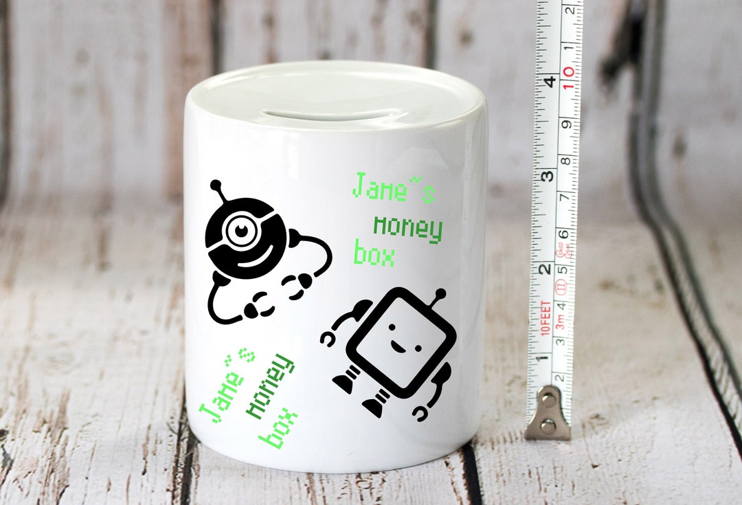 Personalized Robot Money Box, Customizable Ceramic Coin Box, Children's ...