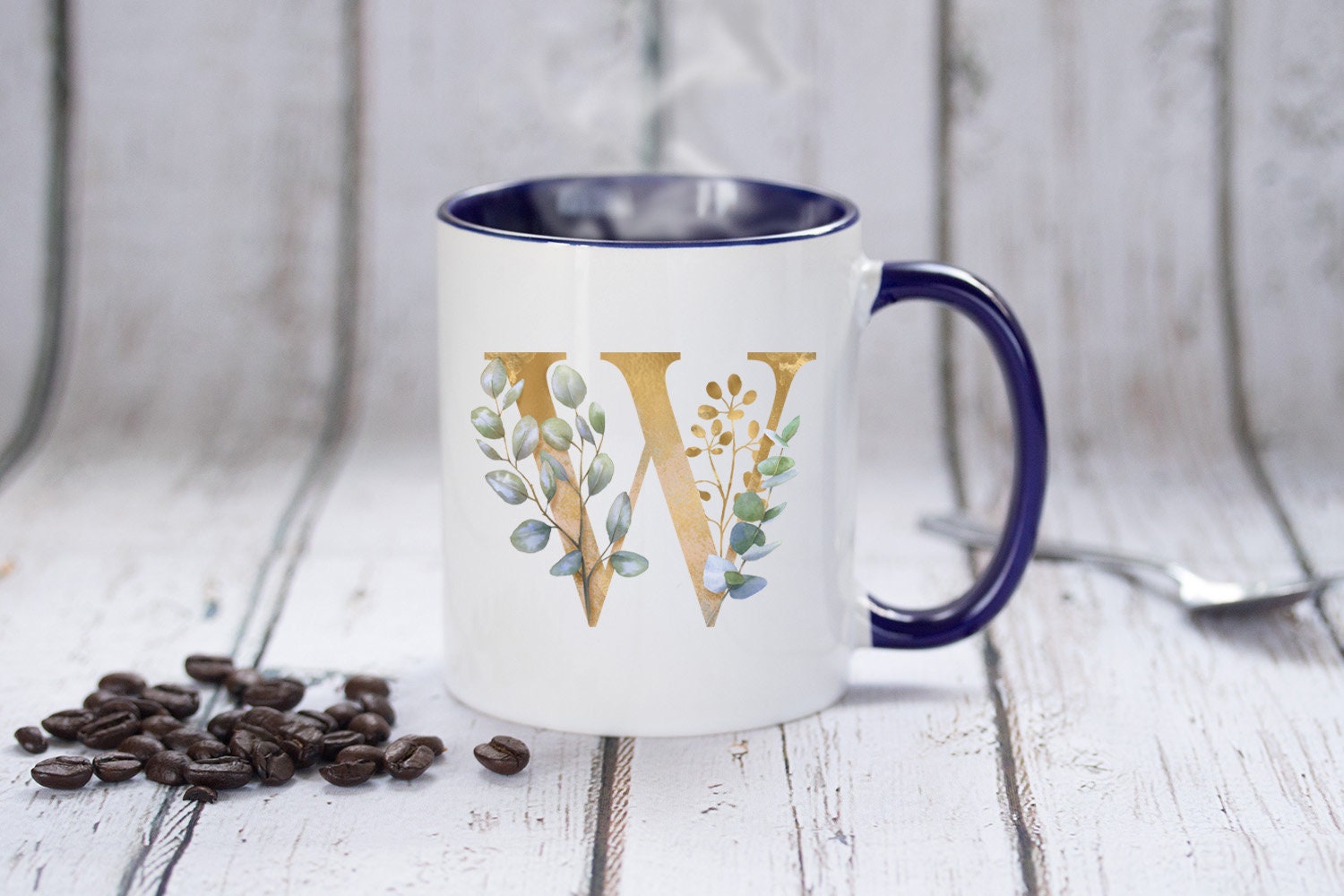 Personalized Monogram Mug Floral Initial Mug Initial Mug | Etsy