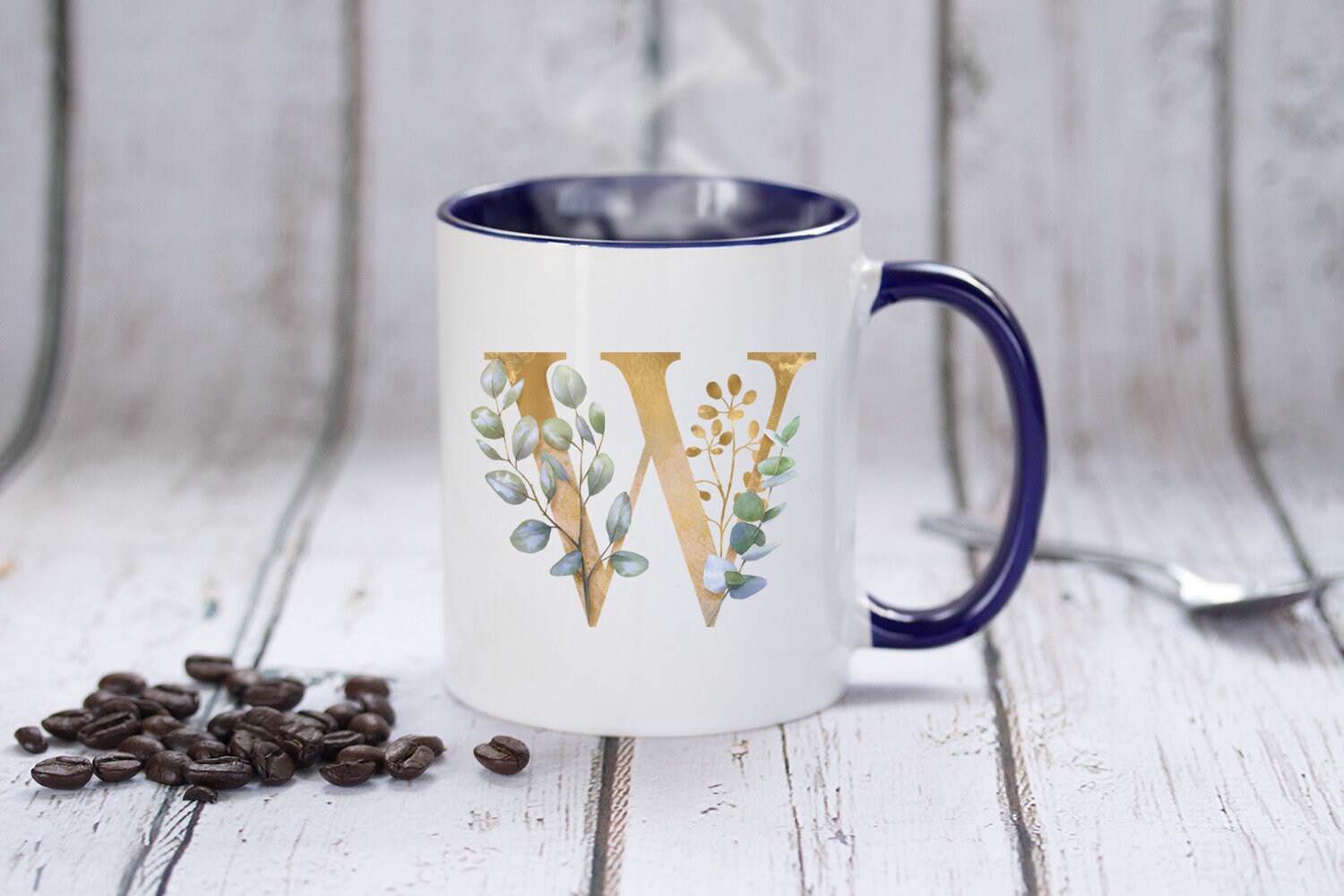 Personalized Monogram Mug Floral Initial Mug Initial Mug | Etsy