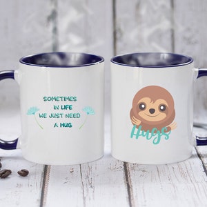 Hugs Sloth Mug, Cute Sloth Coffee Mug, Funny Mug, Sloth Gifts, Cute ...