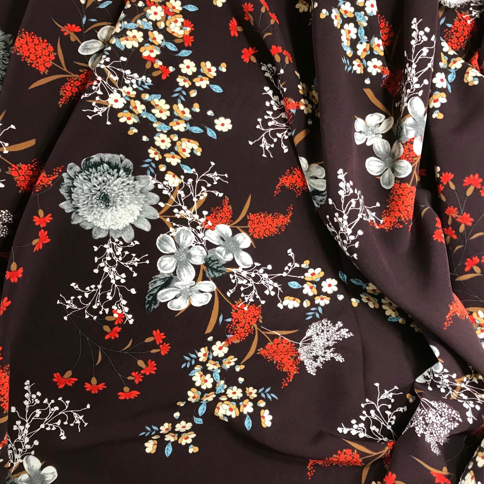 Pretty Date Night Dress in Burgundy Floral Print With Jewel | Etsy