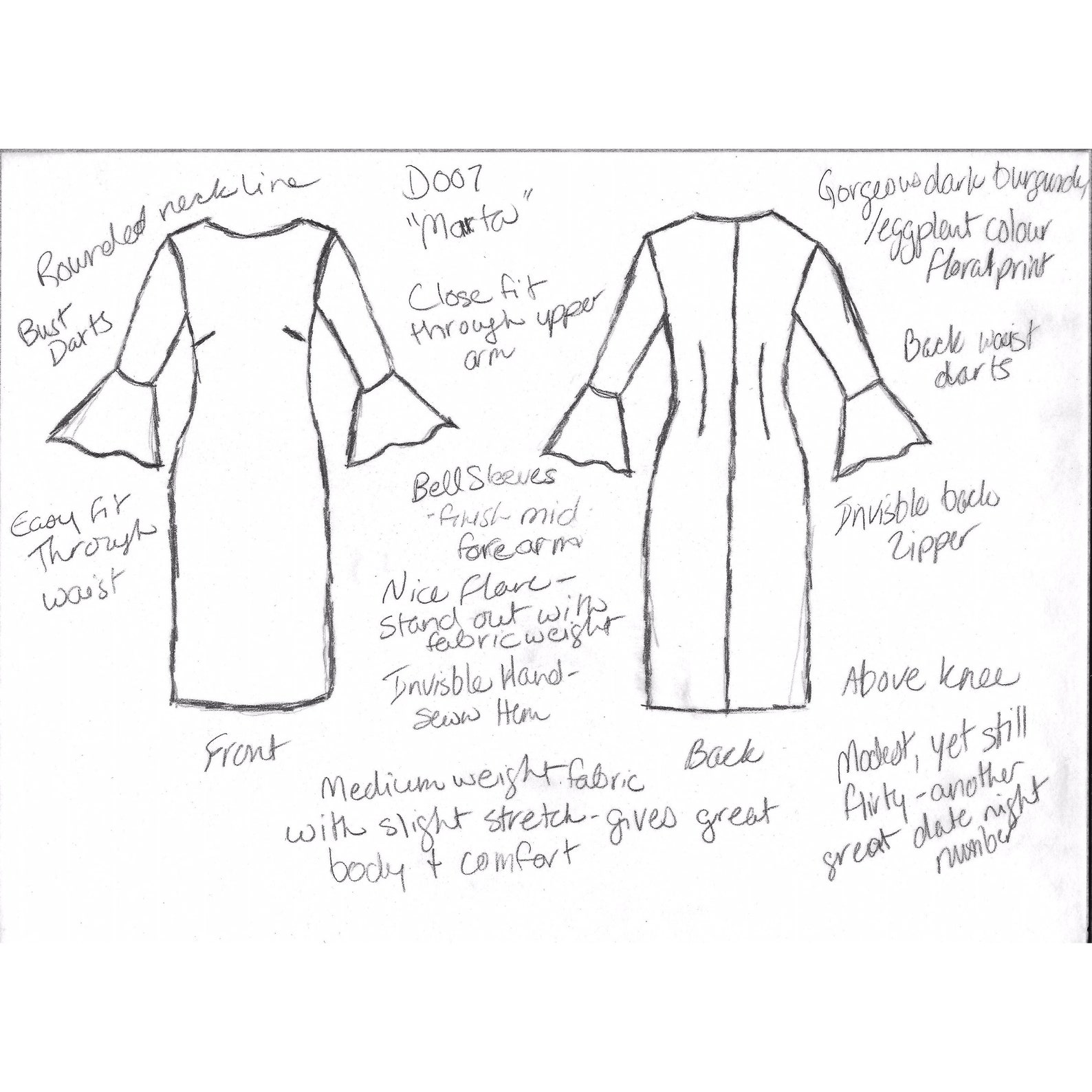 Pretty Date Night Dress in Burgundy Floral Print With Jewel Neckline ...