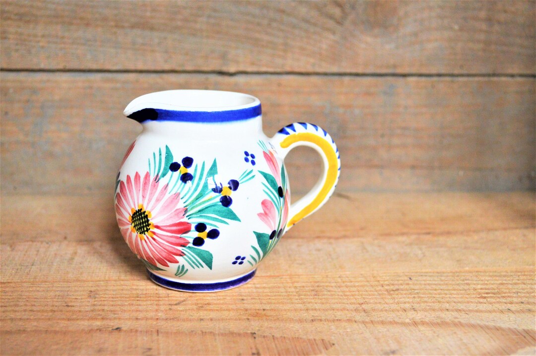 Quimper Cream Jug, French Creamer Hand Painted Quimper Pitcher, Breton ...