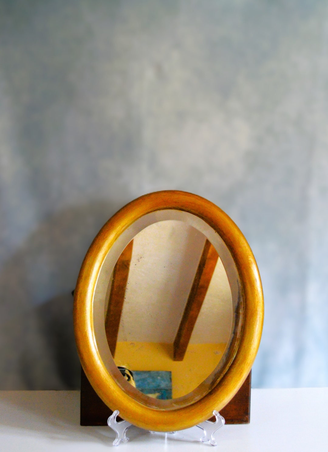 Vintage Oval Mirror Brazil, Old Bevelled Mirror With Foxing, 19th ...