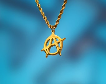 Anarchy Symbol Stainless Steel Pendant on a Silver Plated Necklace. 20 ...