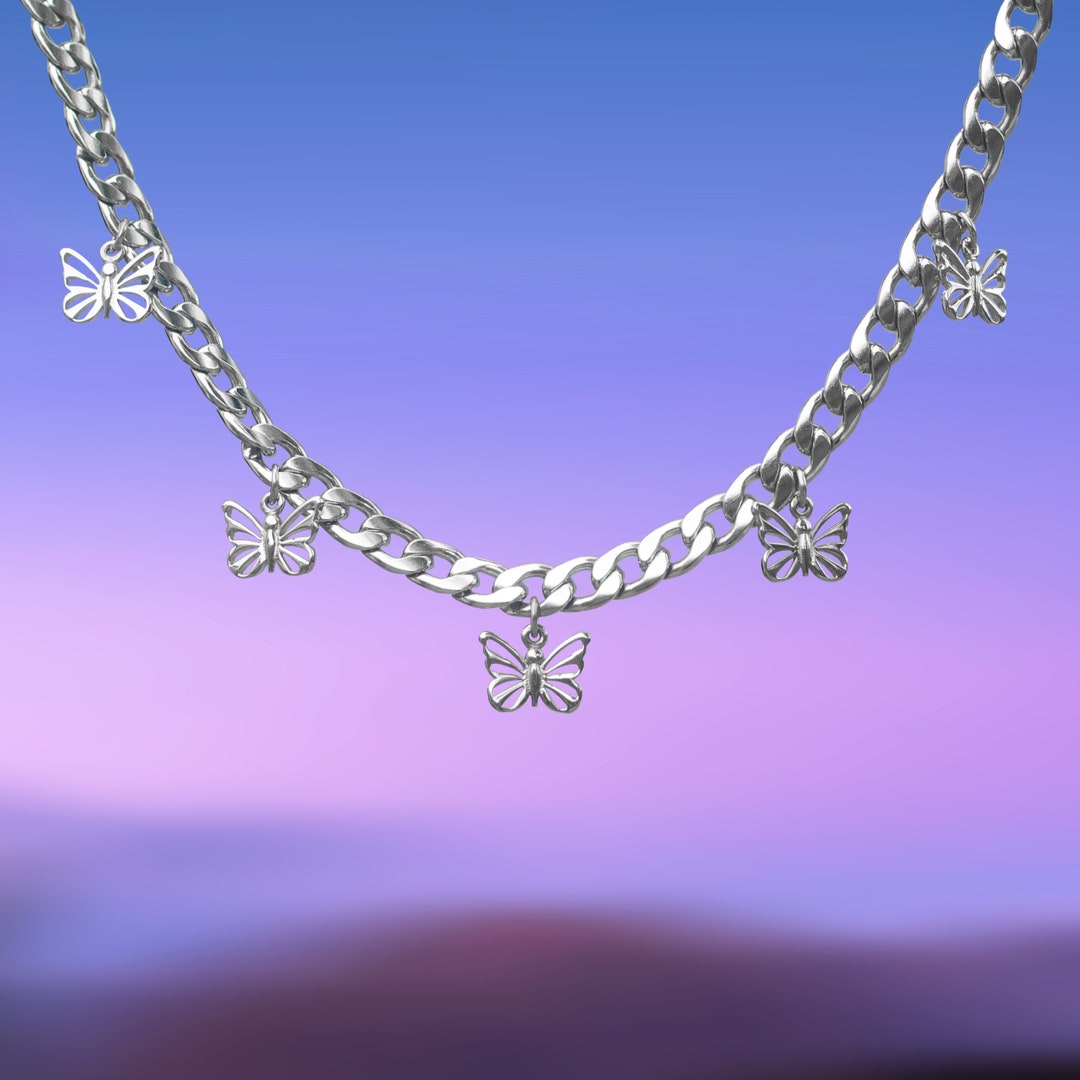 Butterfly Necklace Charm Chain - Etsy