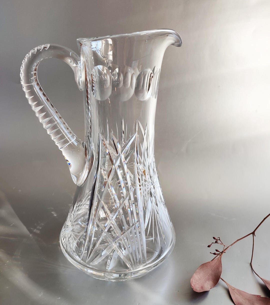 Crystal 1.4 L Glass Jug Carafe Clear Cut Geometric W. GERMANY 70-80s ...