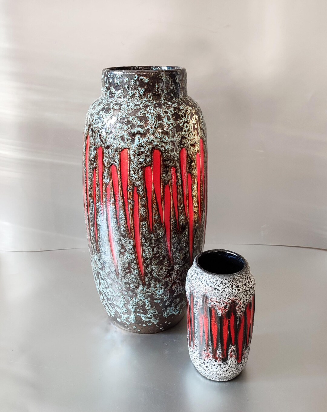 Rare Red Lora Vintage Fat Lava Vases Red Turquoise Brown to Choose From ...