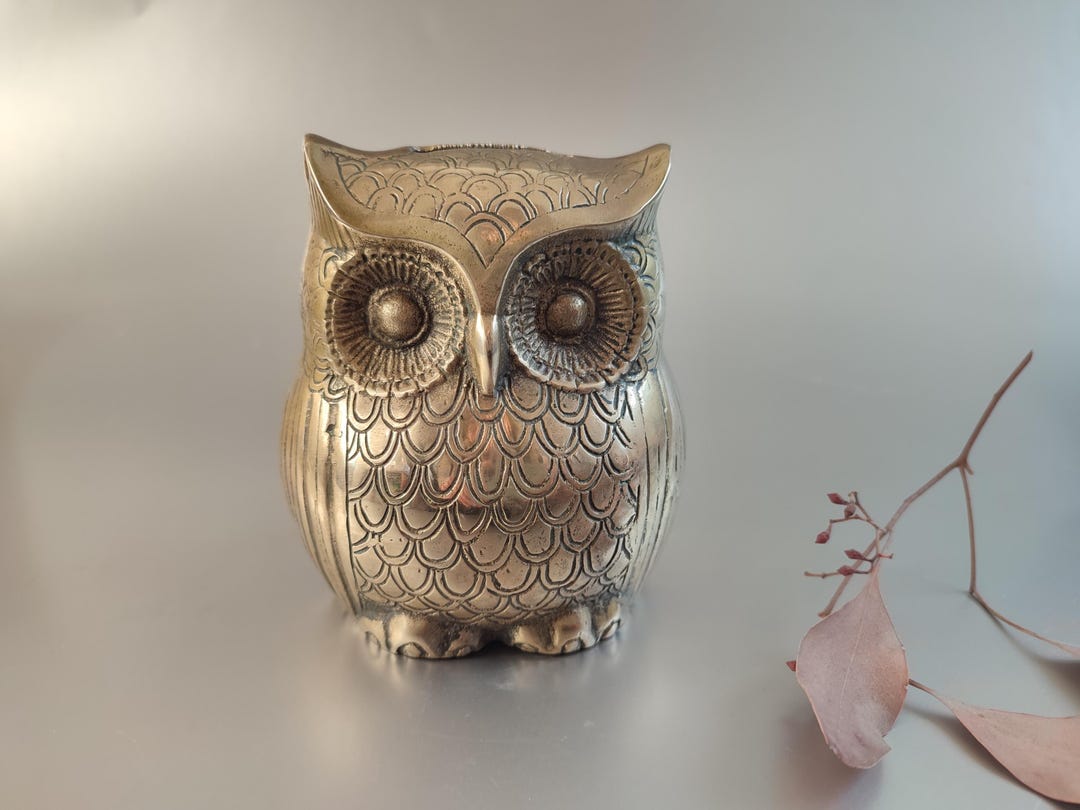 Vintage Money Box Owl Figure Made of Solid Brass Germany 1960s 60s ...