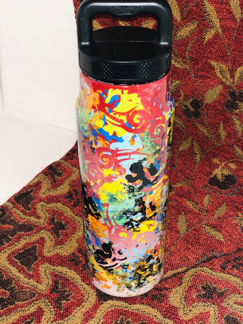 Hand Painted Autism Themed Water Bottle 24oz Vacuum Insulated Stainless ...