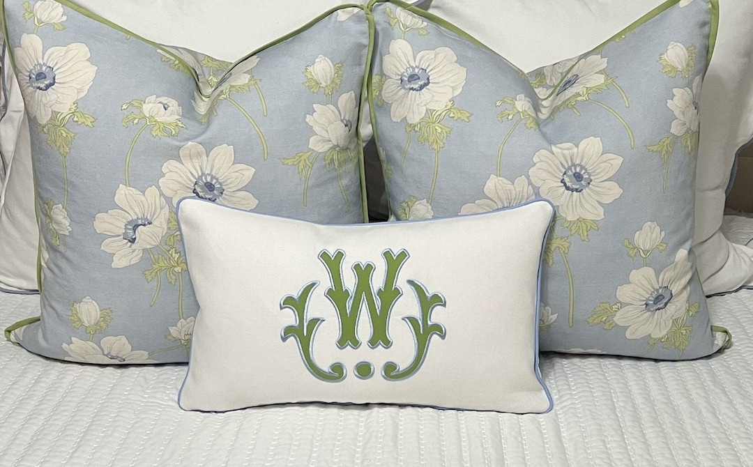 Large Monogram Applique Pillow Cover-embroidered Pillow-personalized ...
