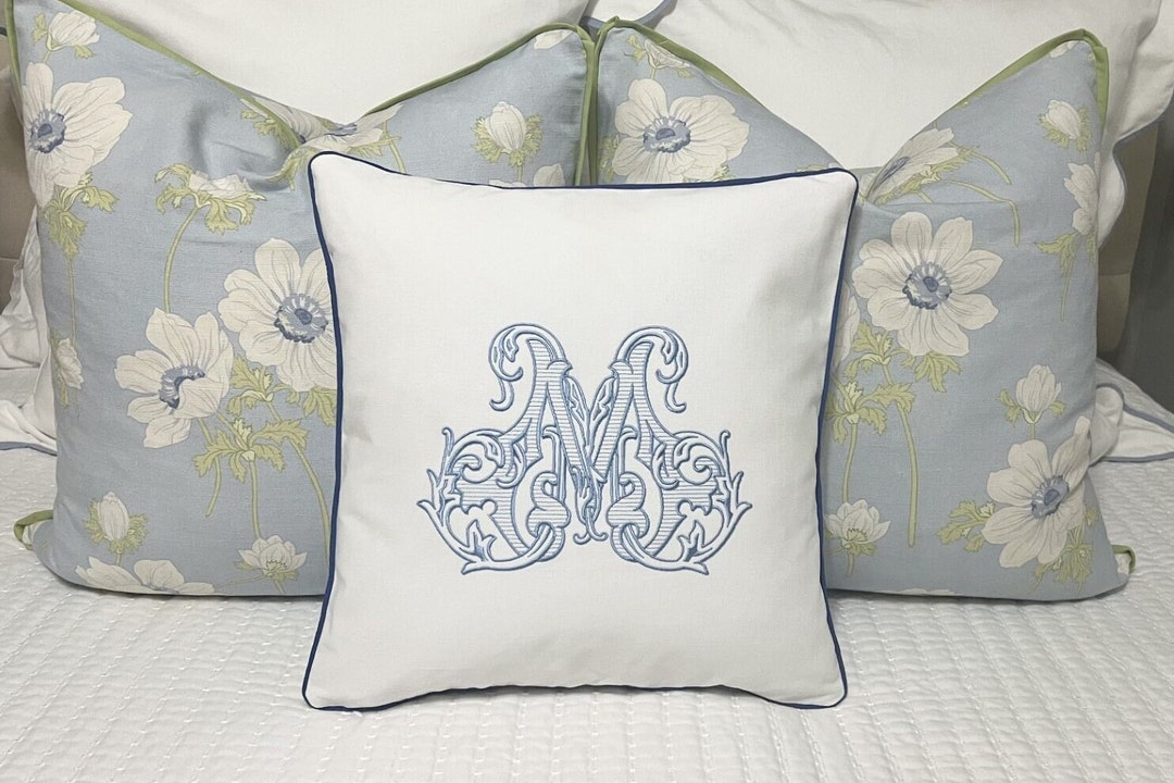 Large Monogram Pillow Cover-embroidered Pillow-personalized Pillow ...