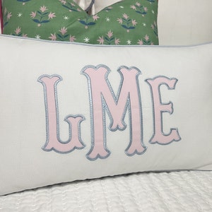 Large Monogram Applique Pillow Cover-embroidered Pillow-personalized Pillow-large Lumbar Pillow ...