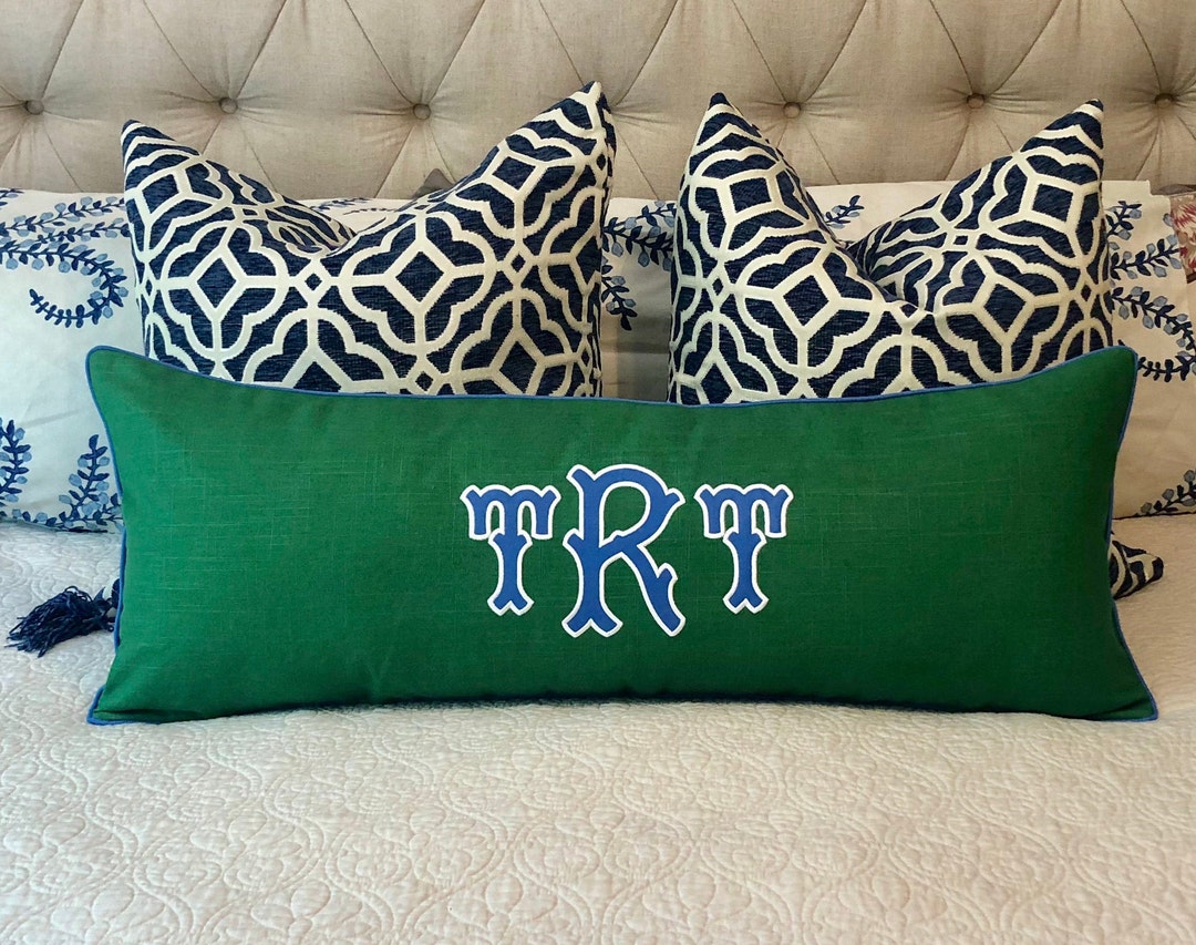 Large Monogram Applique Pillow Cover-embroidered Pillow-personalized ...