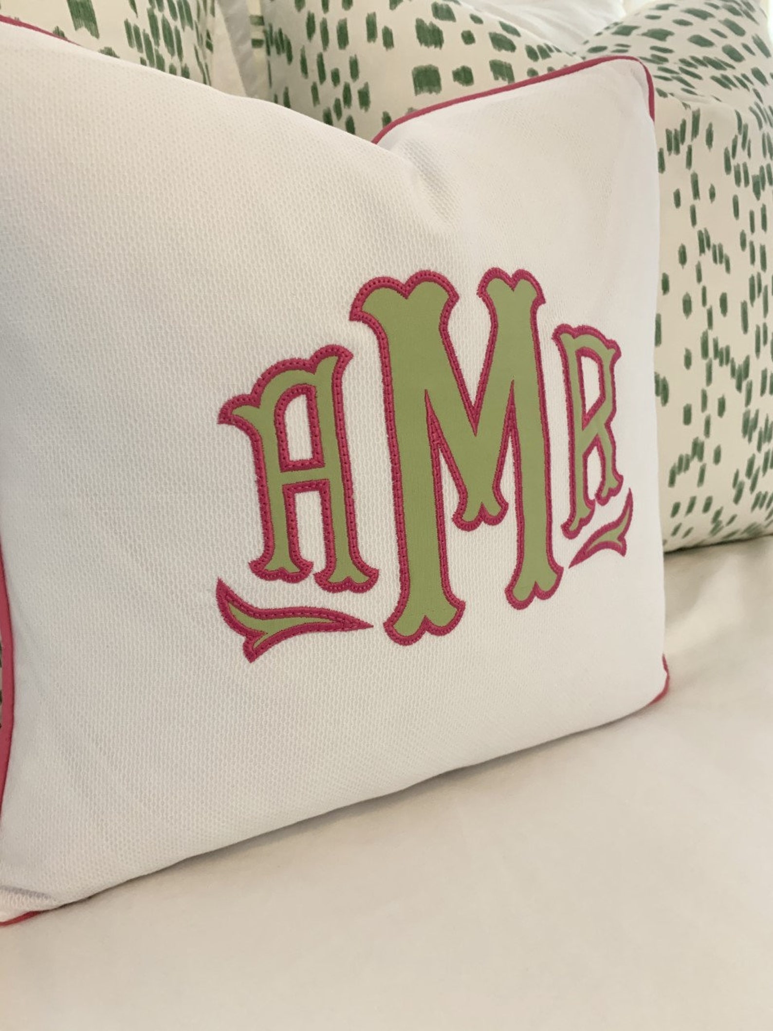 Monogram Appliqué Pillow Cover- Embroidered Pillow-personalized Pillow ...