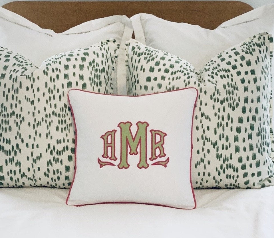 Monogram Appliqué Pillow Cover- Embroidered Pillow-personalized Pillow ...