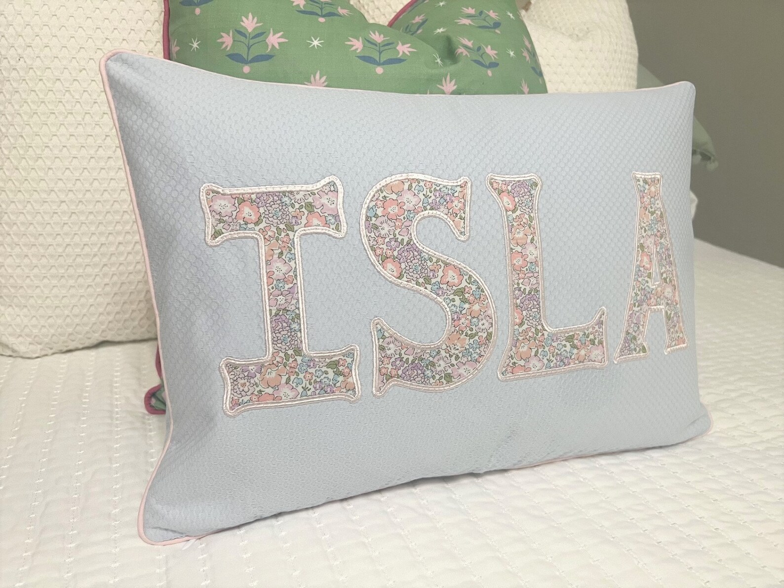 Large Monogram Applique Pillow Cover-name Pillow-embroidered Pillow ...