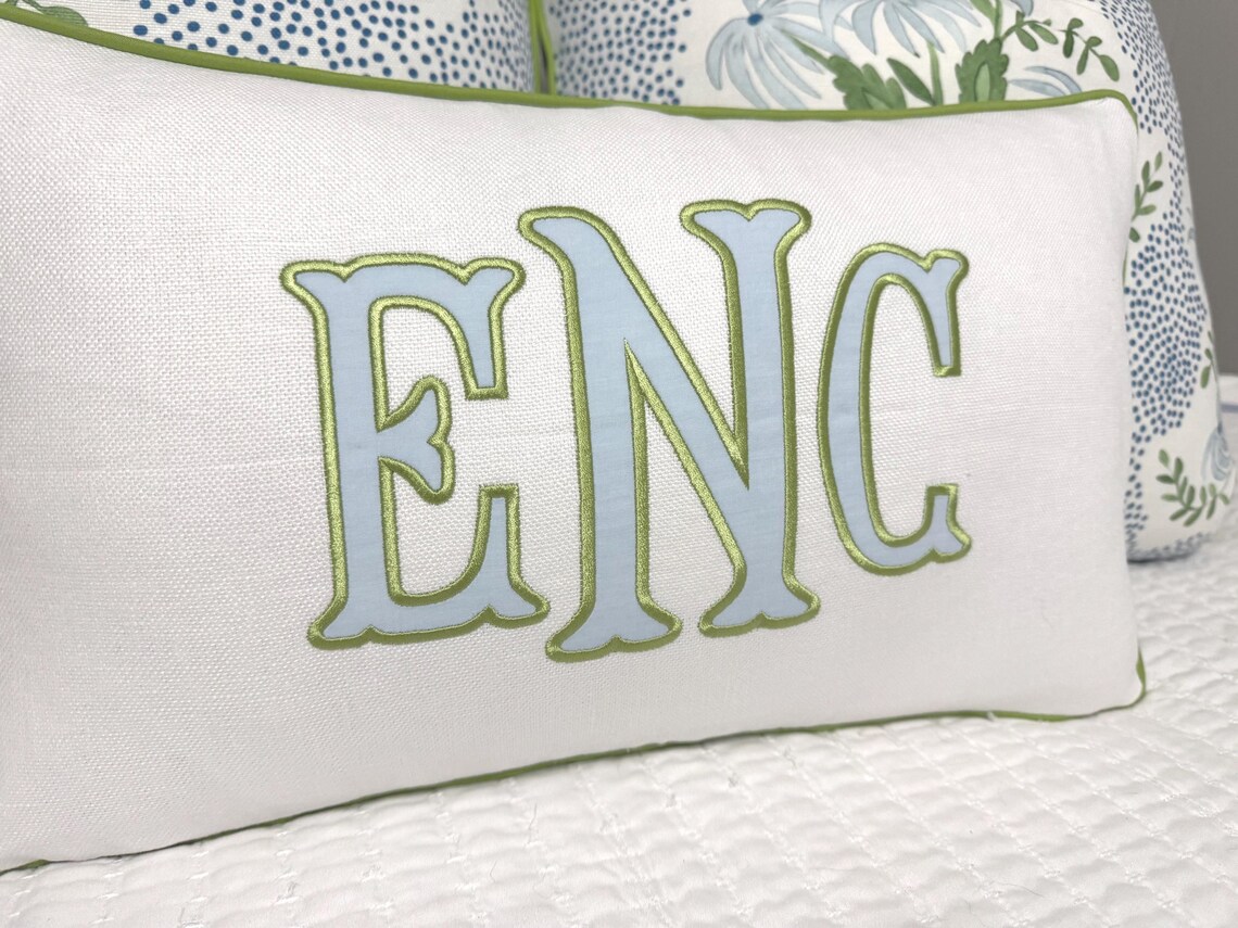 Large Monogram Applique Pillow Cover-embroidered Pillow-personalized ...