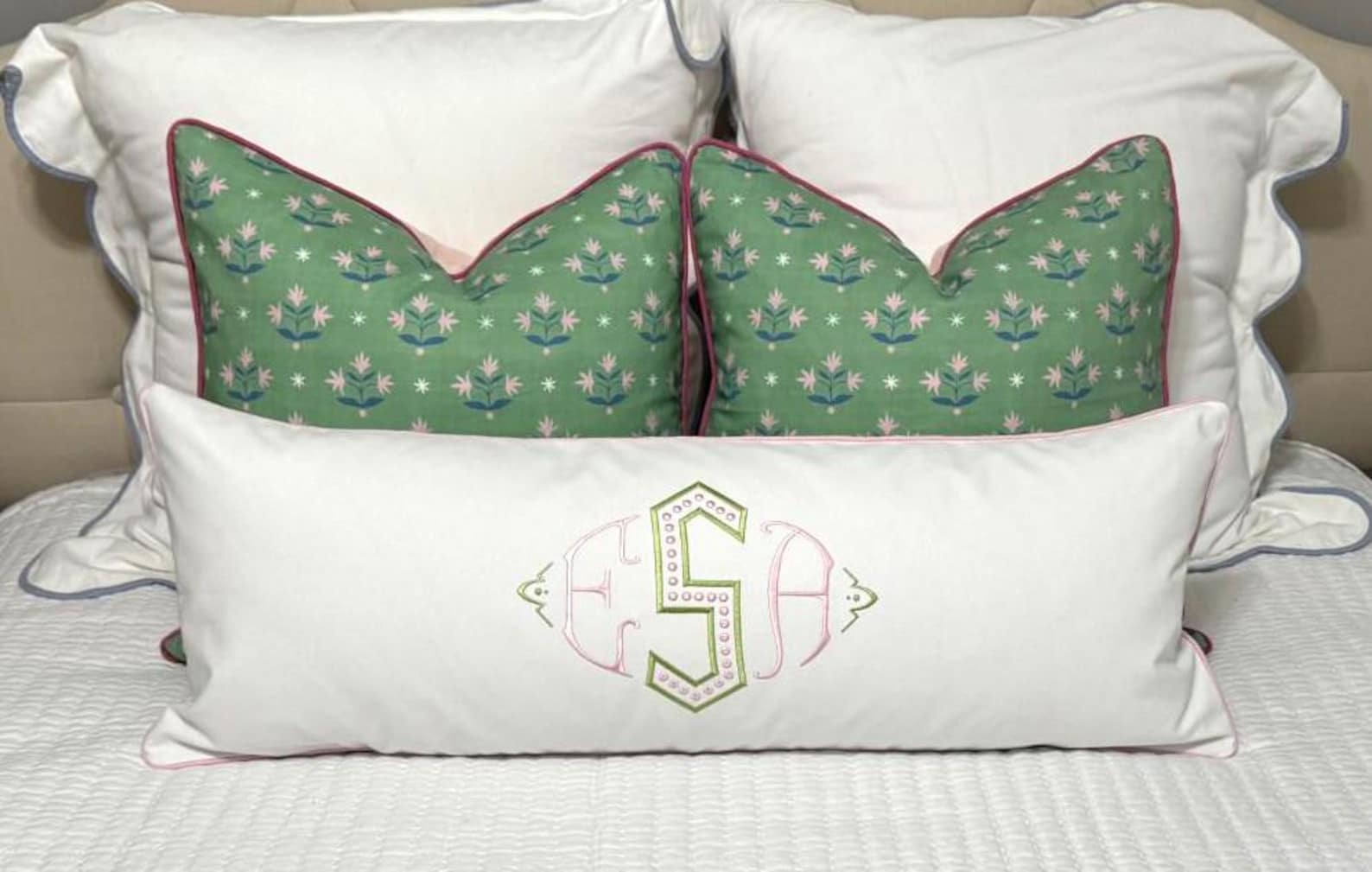 Large Monogram Pillow Cover-embroidered Pillow-personalized Pillow ...