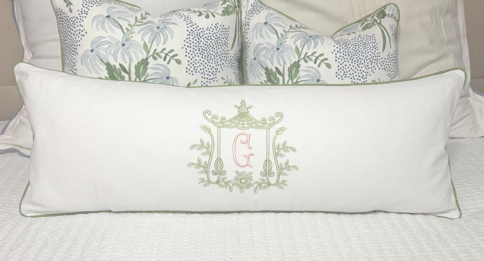 Large Monogram Pillow Cover-embroidered Pillow-personalized Pillow ...