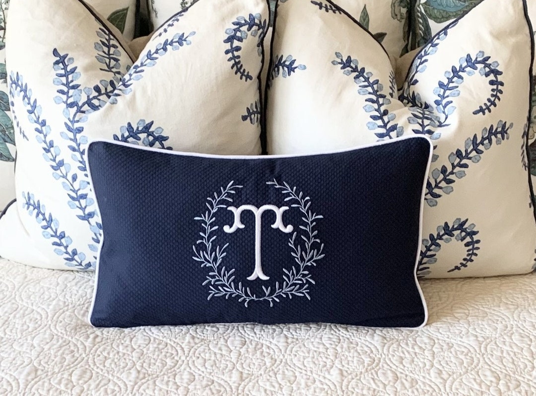 Large Monogram Pillow Cover-embroidered Pillow-personalized Pillow ...