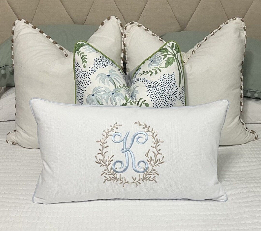 Large Monogram Pillow Cover-embroidered Pillow-personalized Pillow ...