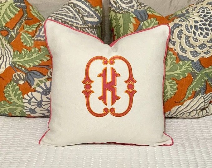 Large Monogram Pillow Cover-embroidered Pillow-personalized - Etsy