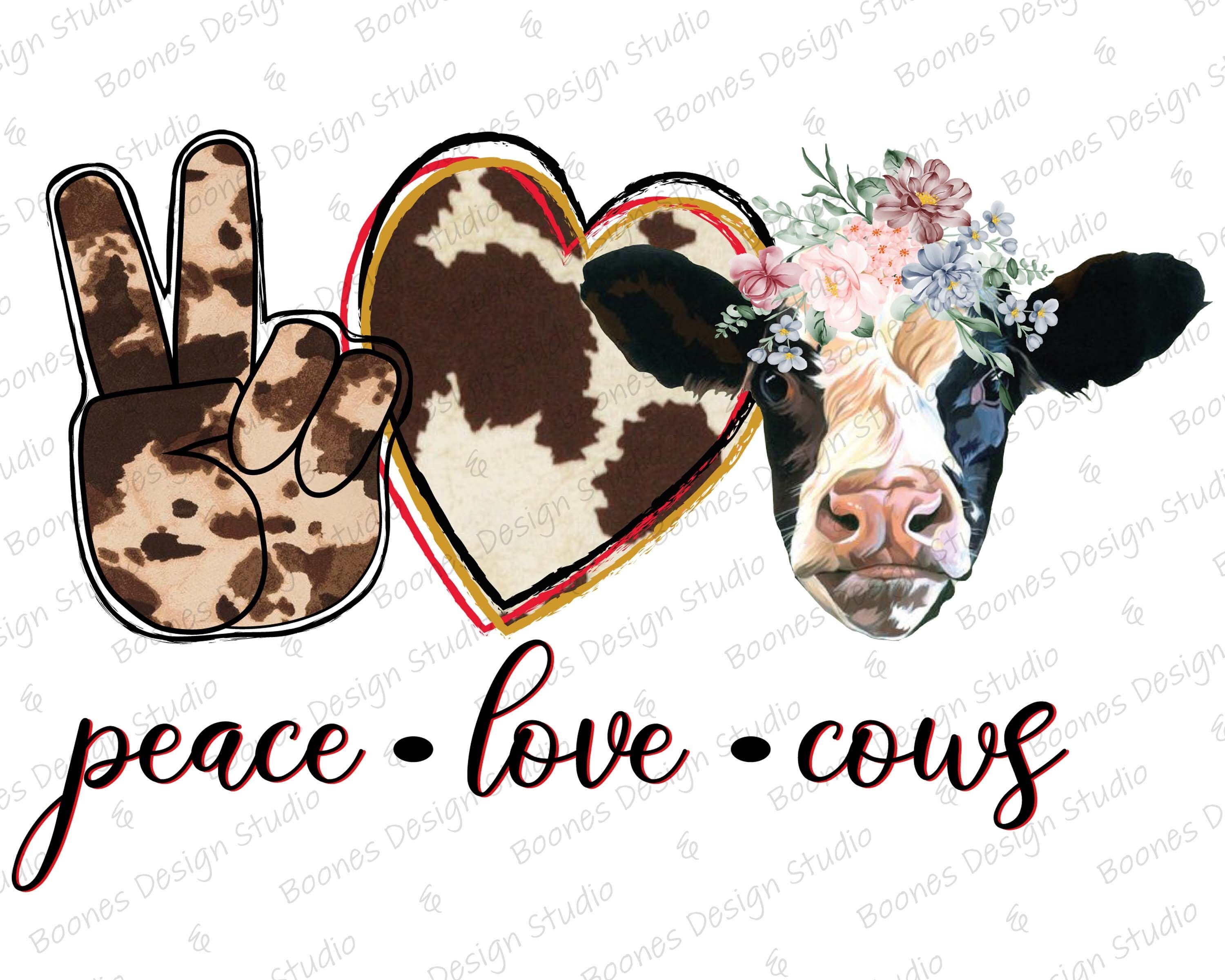Peace Love Cows Png Farm Animals Watercolor Sunflower Png - Etsy