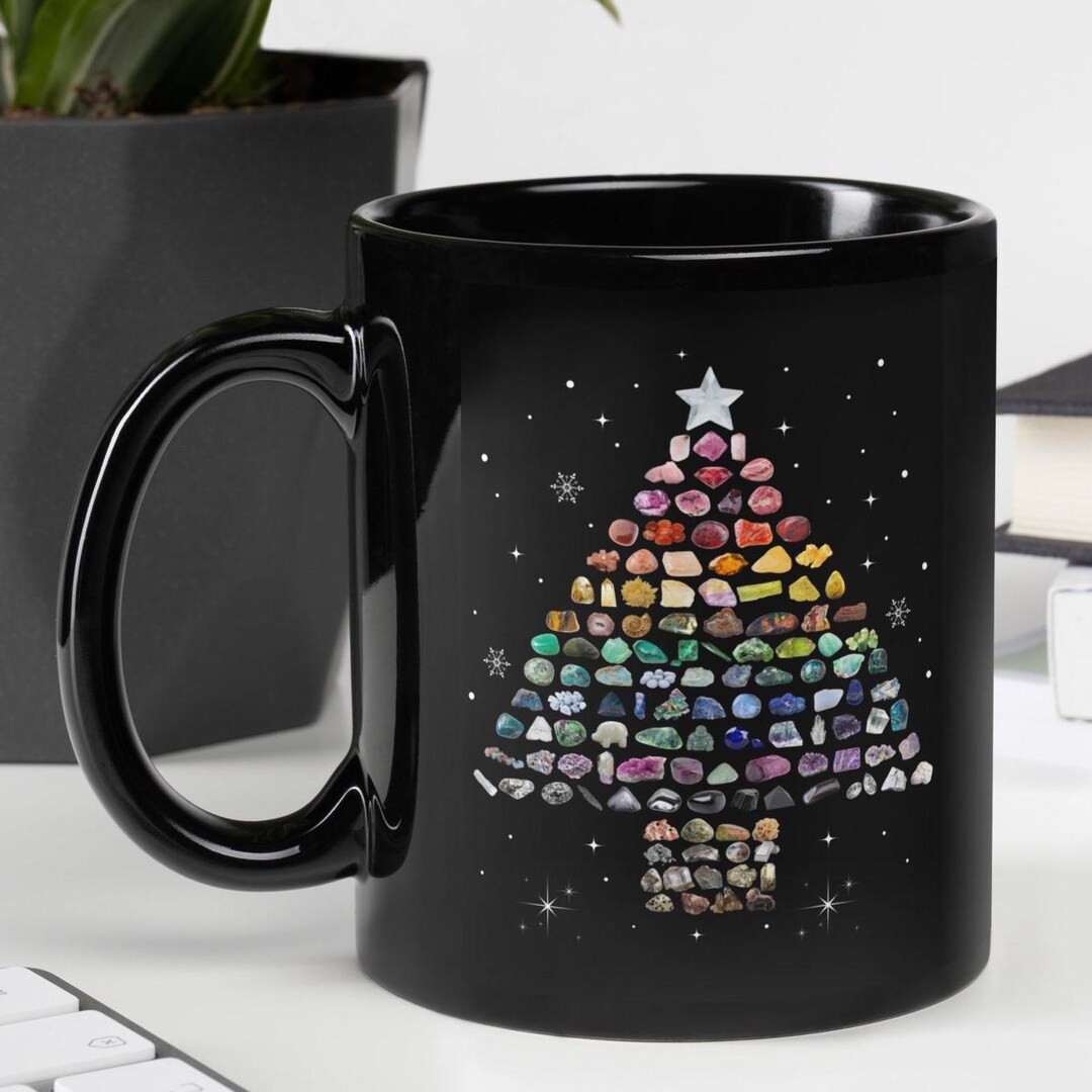 Gem & Mineral Crystal Gemstone Rainbow Rocks Christmas Tree Black ...