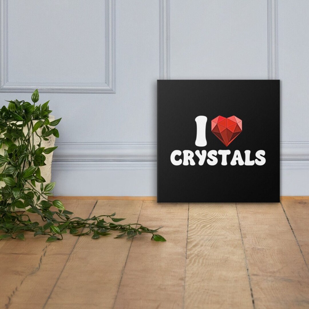 I LOVE CRYSTALS Square Canvas Minimalist Retro Wall Art for Crystal ...