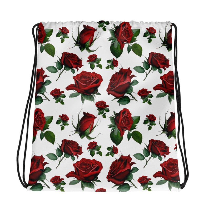 Vintage Flowers Red Roses Floral Backpack Drawstring Bag Backpack - Etsy