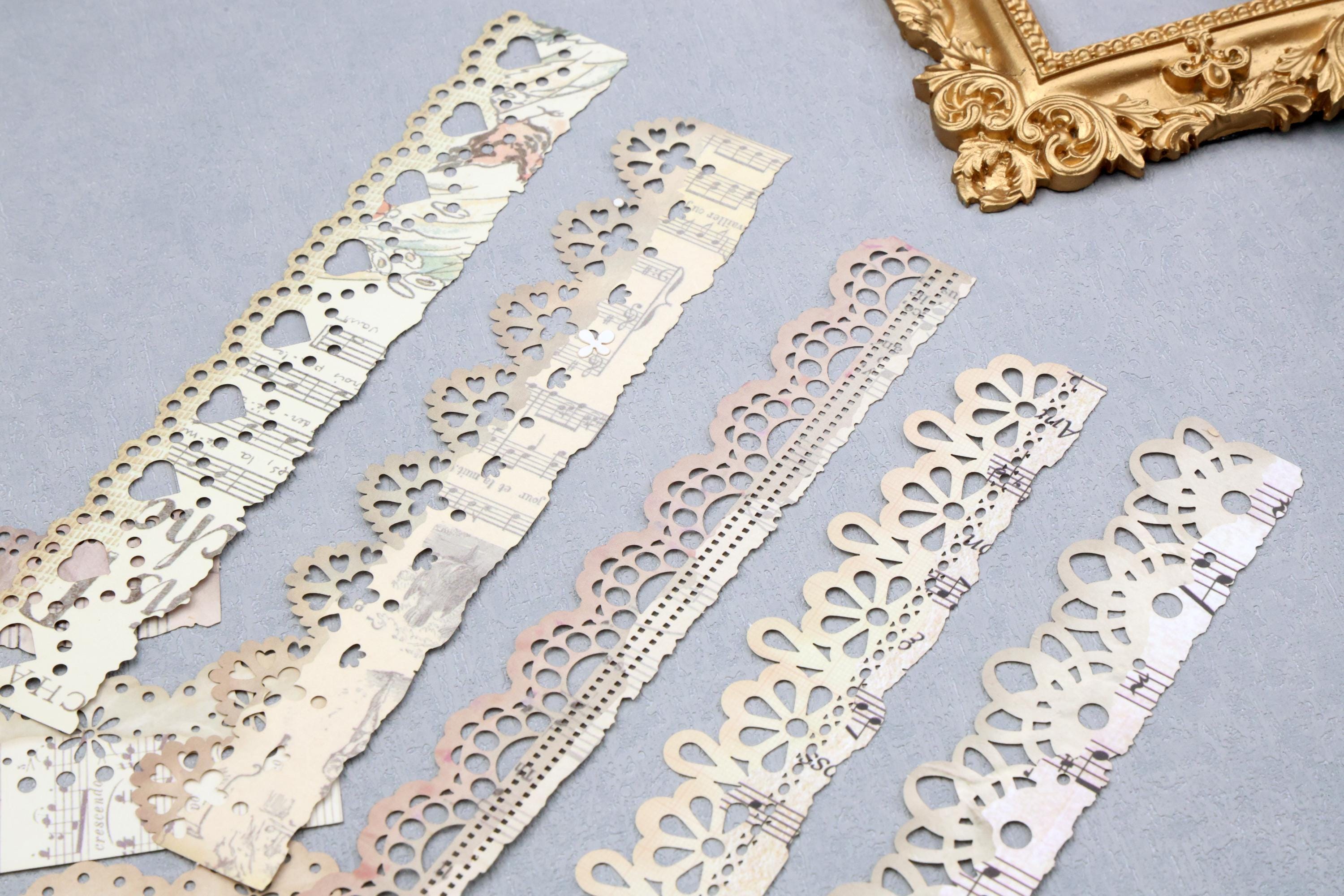 Lace Strips White Kraft Paper | Vintage Music Lace Collage Lace Border ...