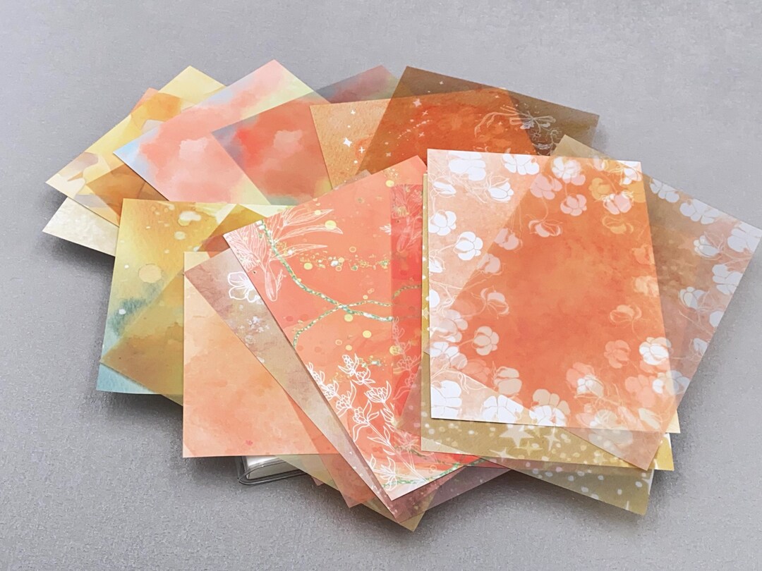 20pcs Various Mixed Paper Pack | Orange Watercolor Style Collage ...