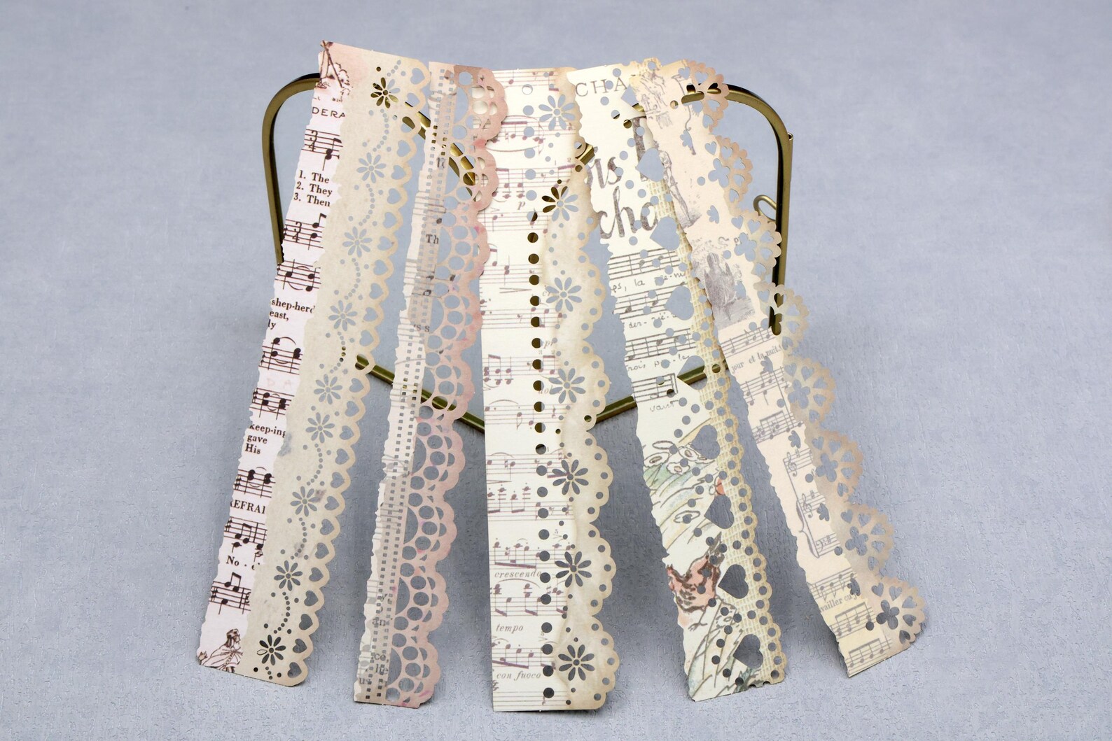 Lace Strips White Kraft Paper | Vintage Music Lace Collage Lace Border ...