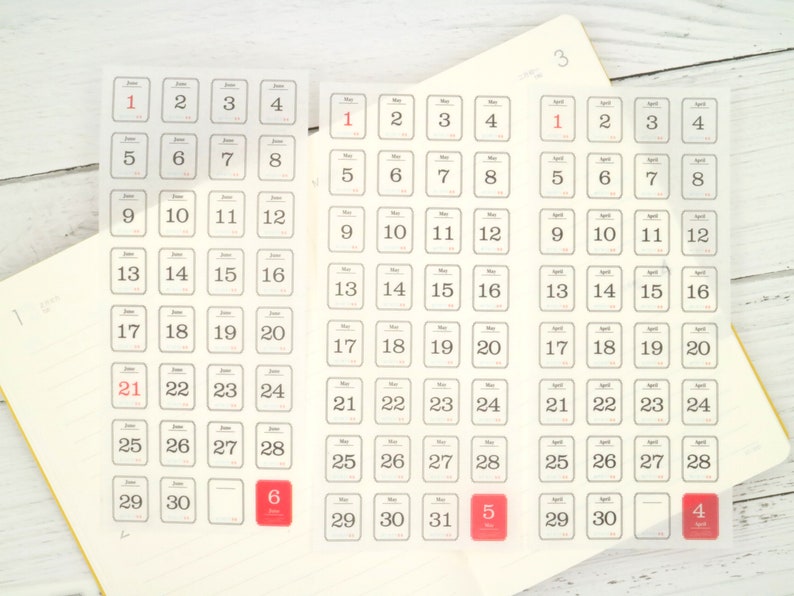 Washi Stickers Bullet Journal 365days Date Calendar Covers Stickers ...