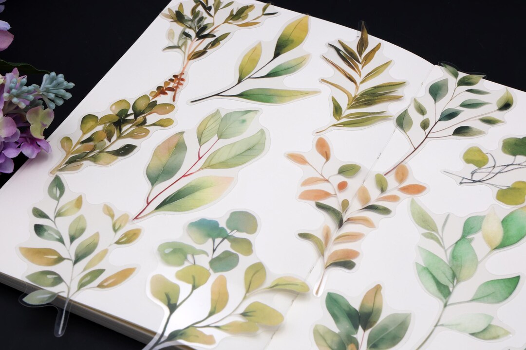 PET Plastic Sticker | 15pcs Plant Autumn Leaf Themed PET Plastic ...