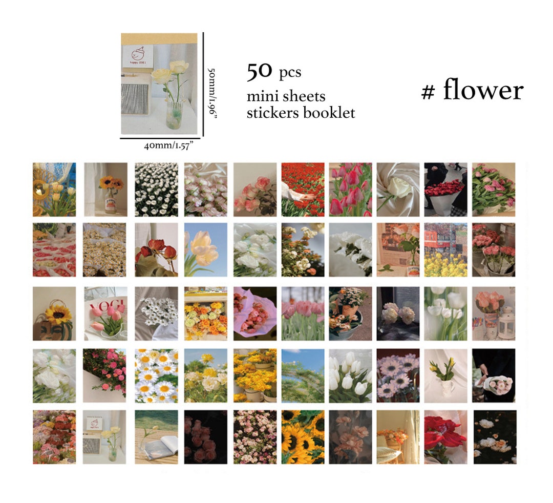 Cute Mini Sticker Booklet | Assorted Pattern White Matte Flower ...