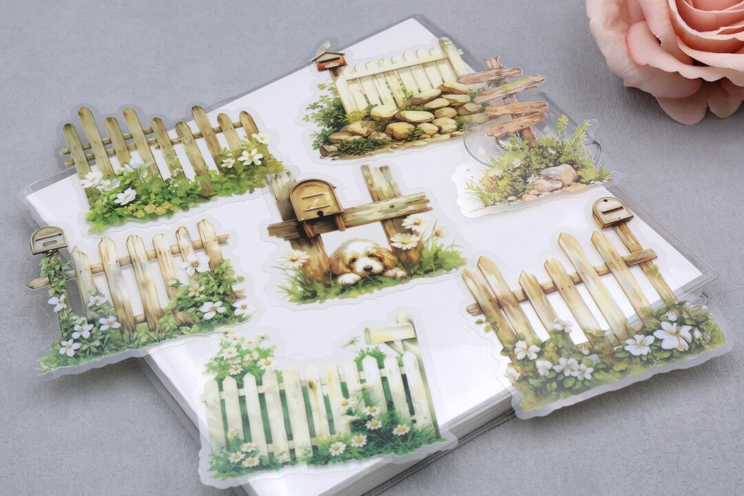 Fence Flower PET Plastic Sticker | Fence Garden Flower Themed PET ...