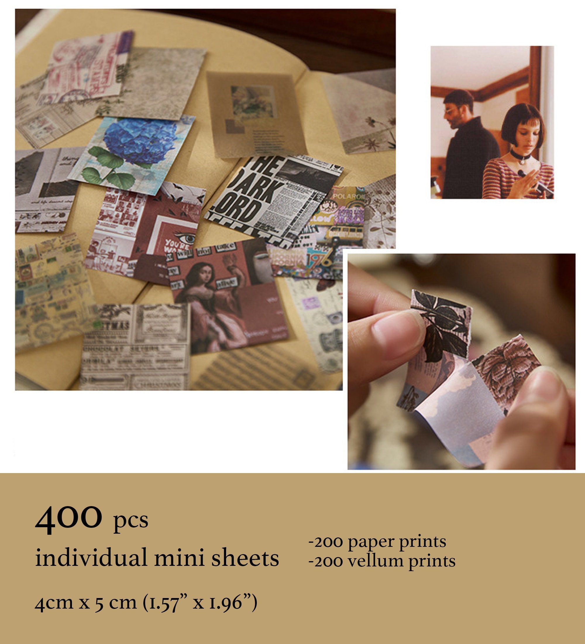400 Sheets Mini Paper Booklet | Assorted Pattern Plant Letter Vintage ...