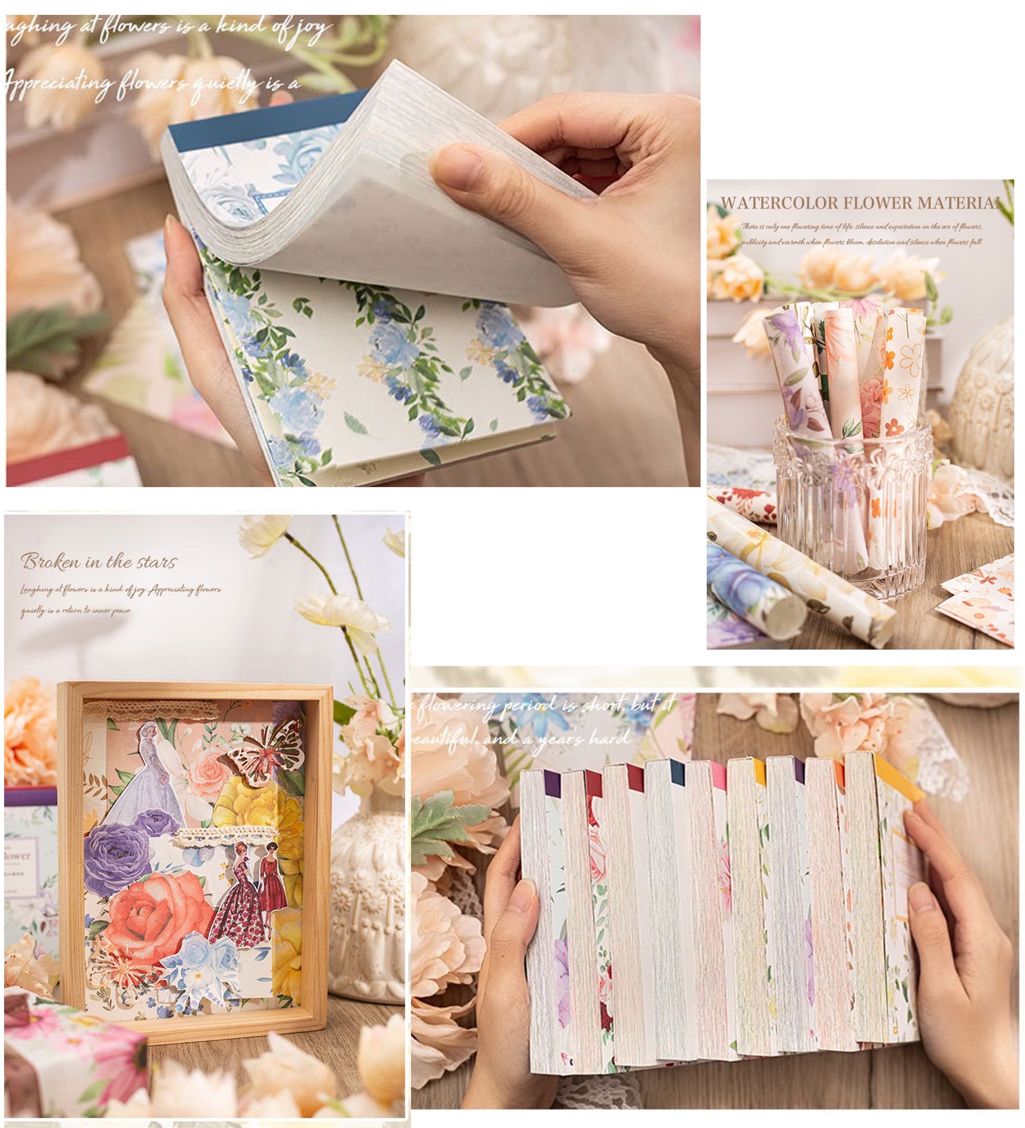 100pcs Pack Flower Thin Paper Pads | Ephemera Paper Floral Paper ...