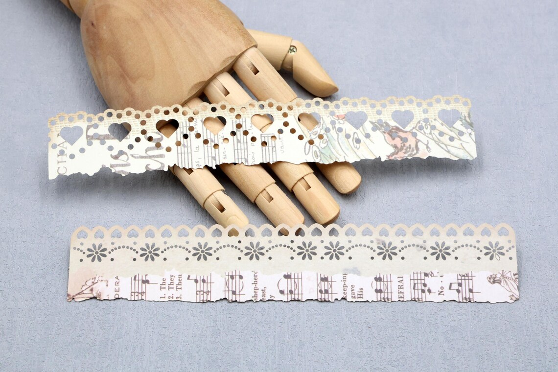 Lace Strips White Kraft Paper | Vintage Music Lace Collage Lace Border ...