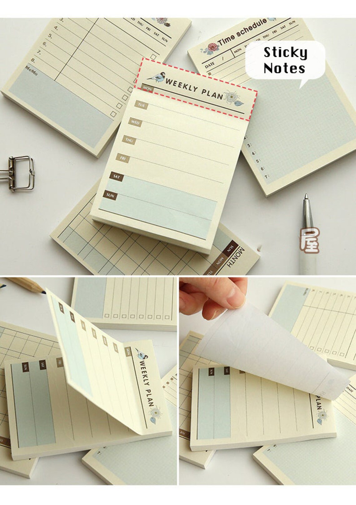 60 sheets Sticky Notes Weekly Plan Sticky Notes Monthly | Etsy